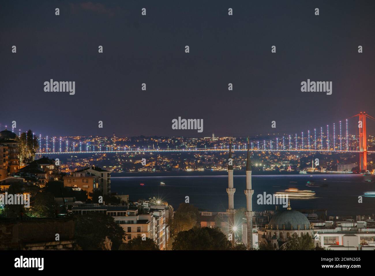 Beautiful shot of Istanbul, Turkey at night in lights Stock Photo - Alamy