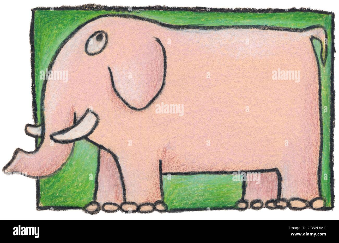 Illustration made with colored pencils of a cute pink elephant Stock ...