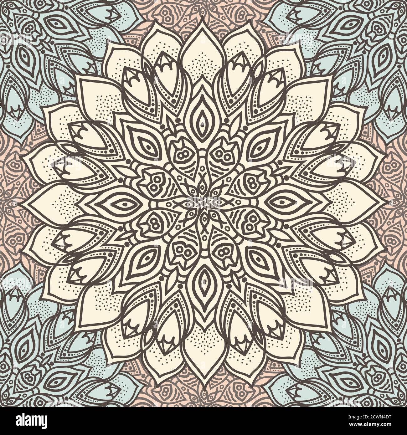 Highly detailed mandala seamless pattern in a pastel tones. Ethnic ...