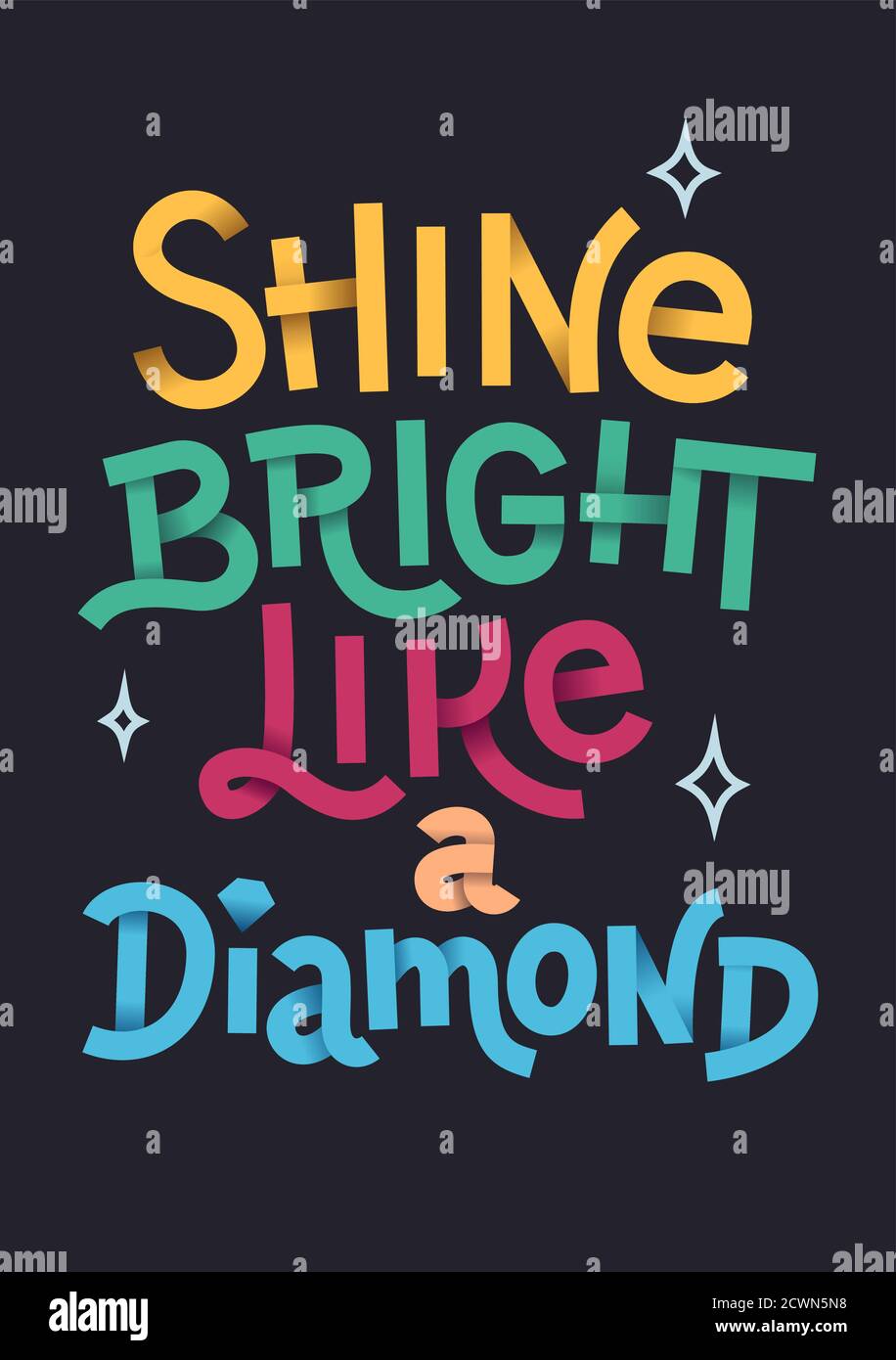 Shine bright golden texture hand lettering, modern calligraphy, on a ...