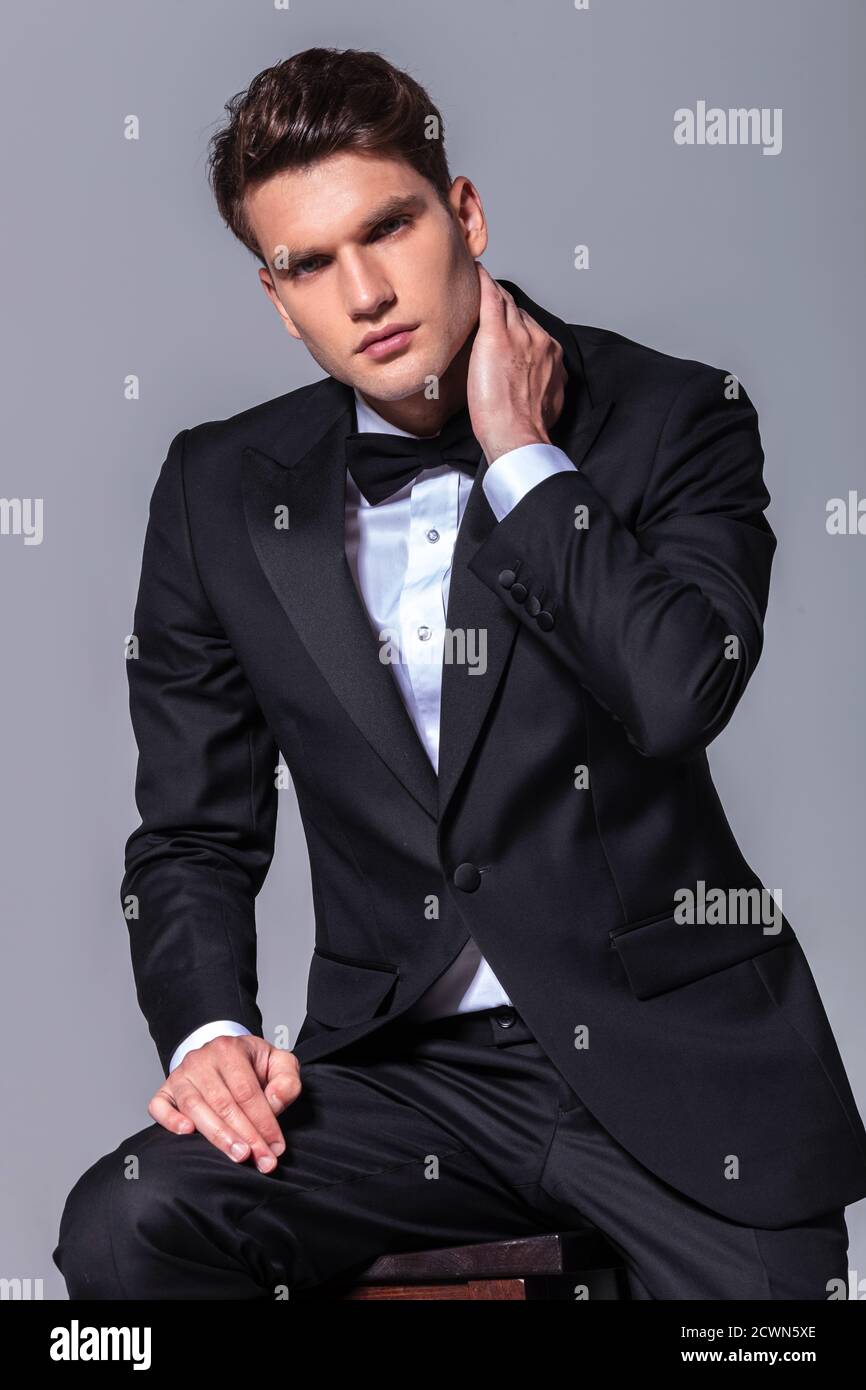 Handsome elegant young man with business suit and neck tie hi-res stock ...