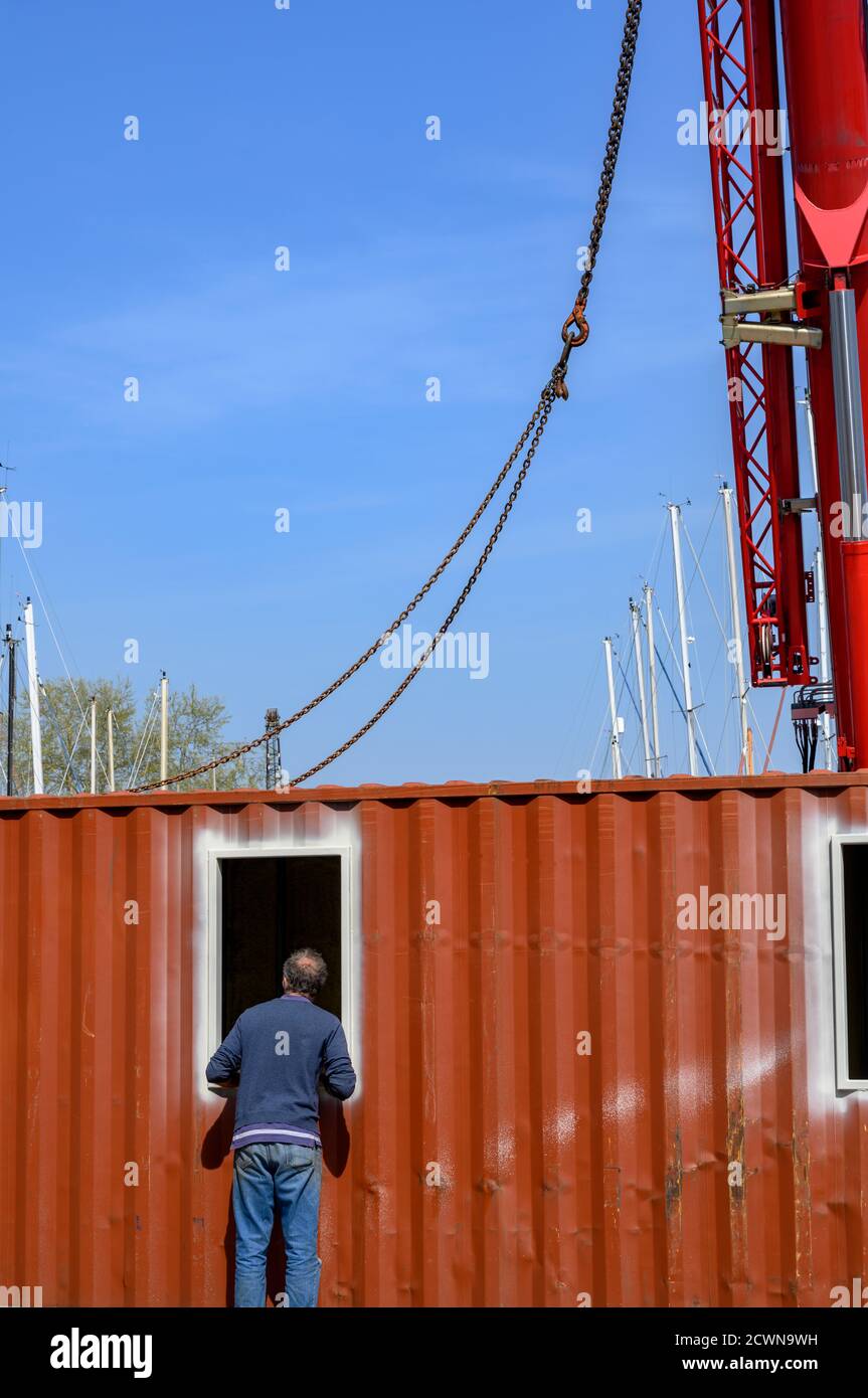 Shipping container converted into an office hi-res stock photography ...