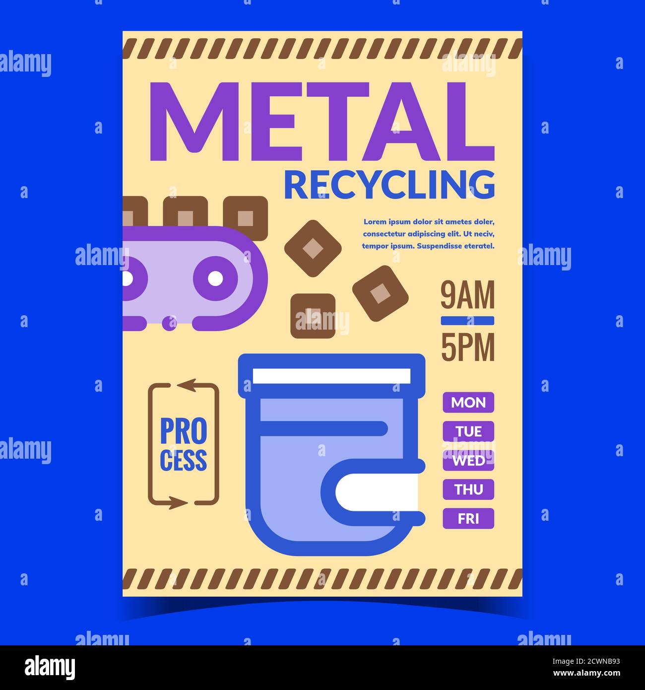 Metal Recycling Creative Advertise Banner Vector Stock Vector Image ...