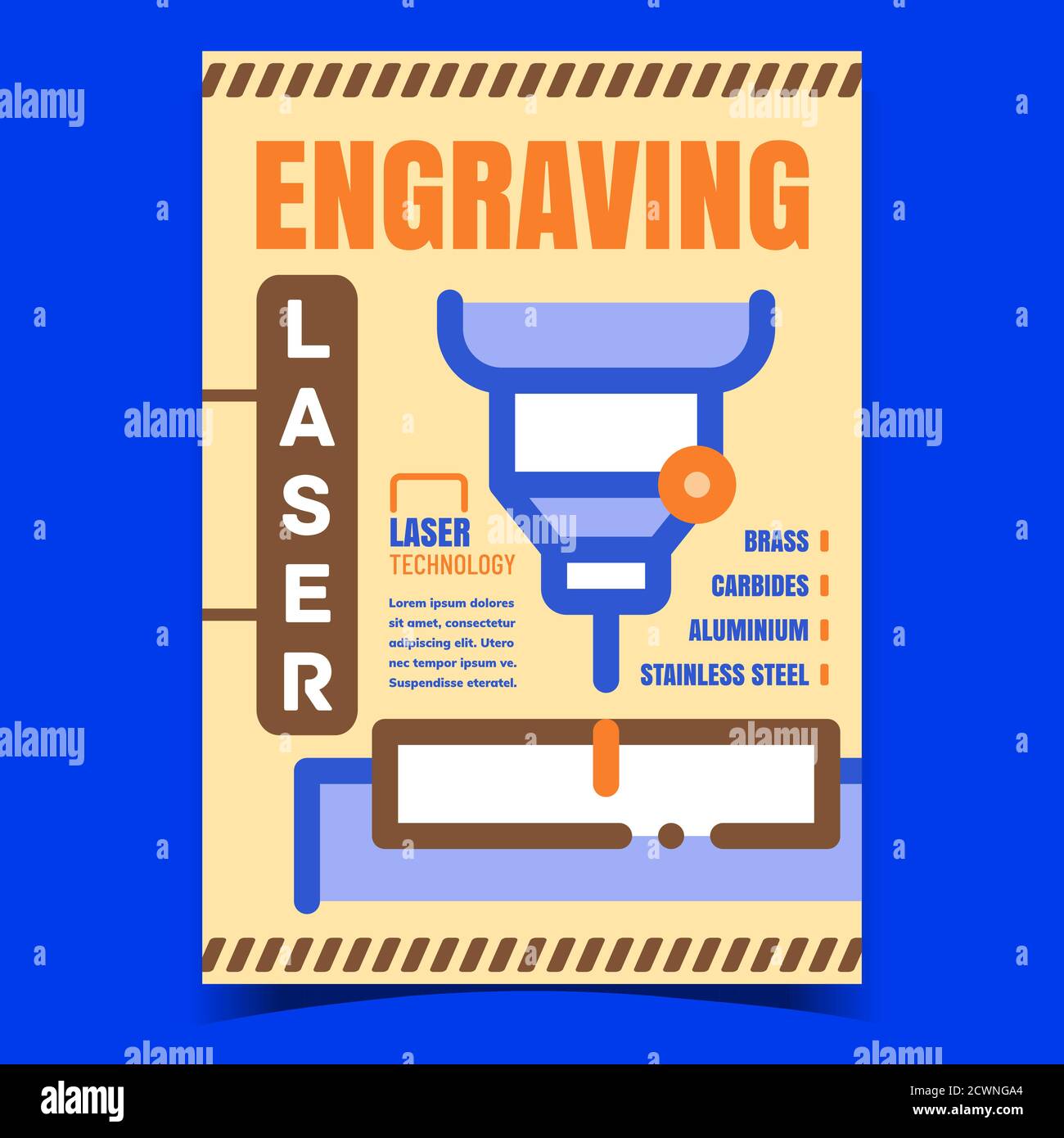 Engraving Laser Creative Advertise Poster Vector Stock Vector Image ...