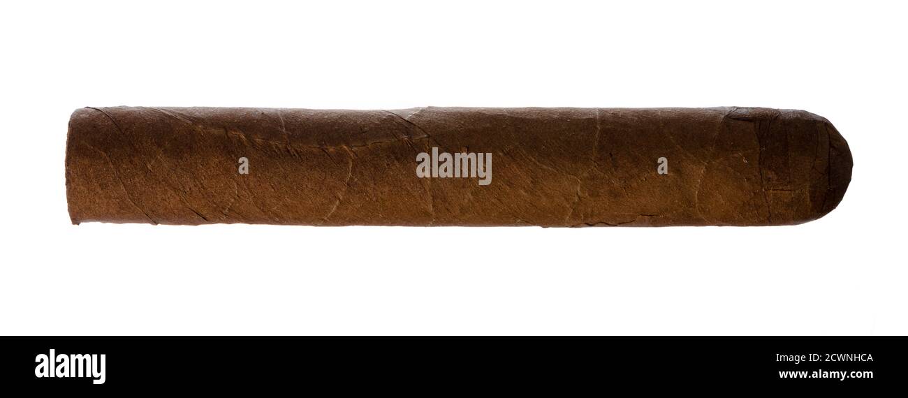One hand rolled cigar isolated on white Stock Photo - Alamy