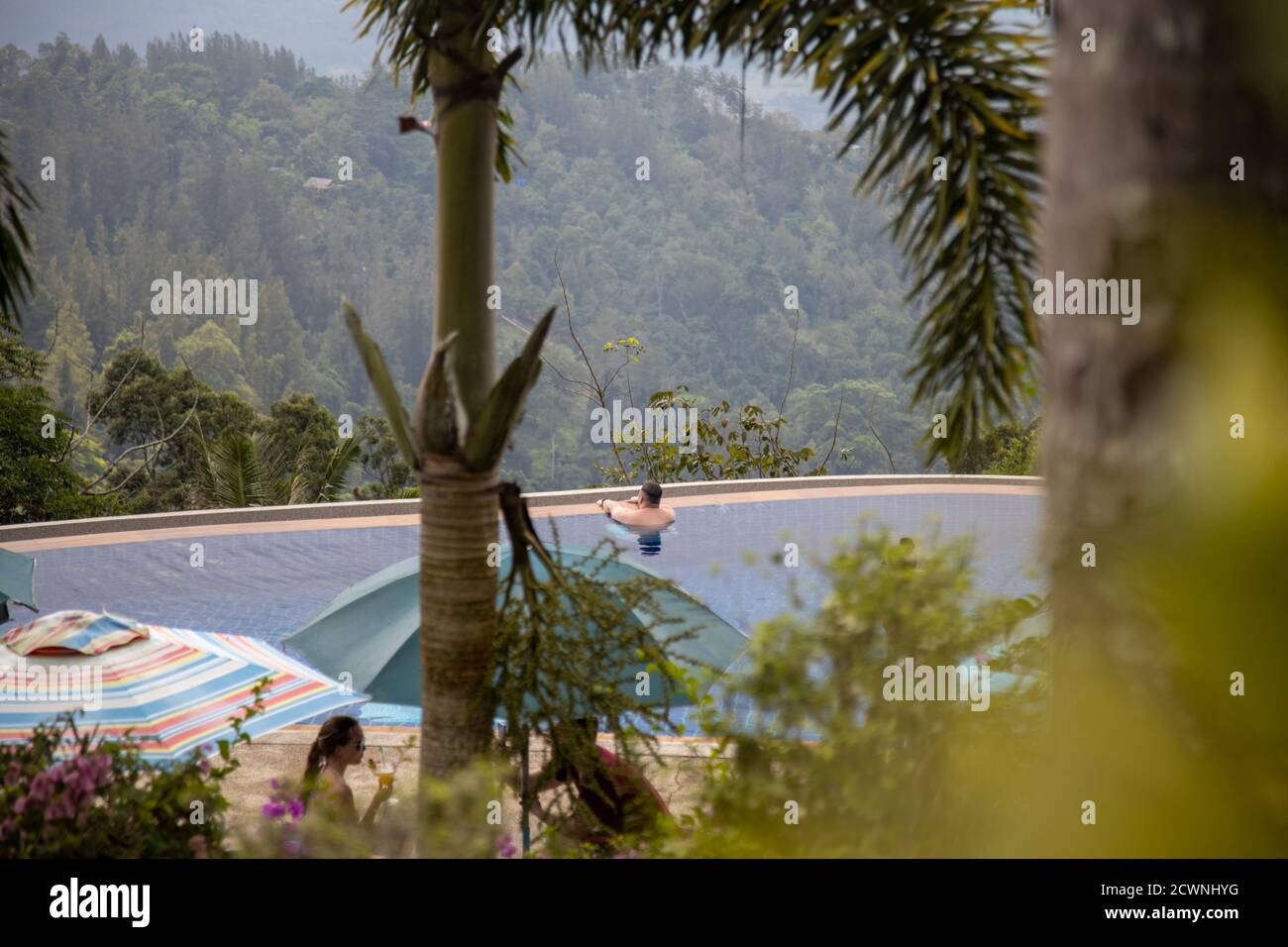 infinity pool in the mountains in the tropics Stock Photo - Alamy