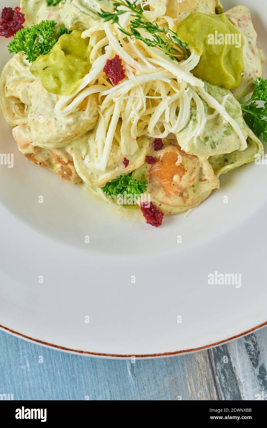 Colorful Ravioli Tortellini With cheese. Colorful Russian pelmeni ...