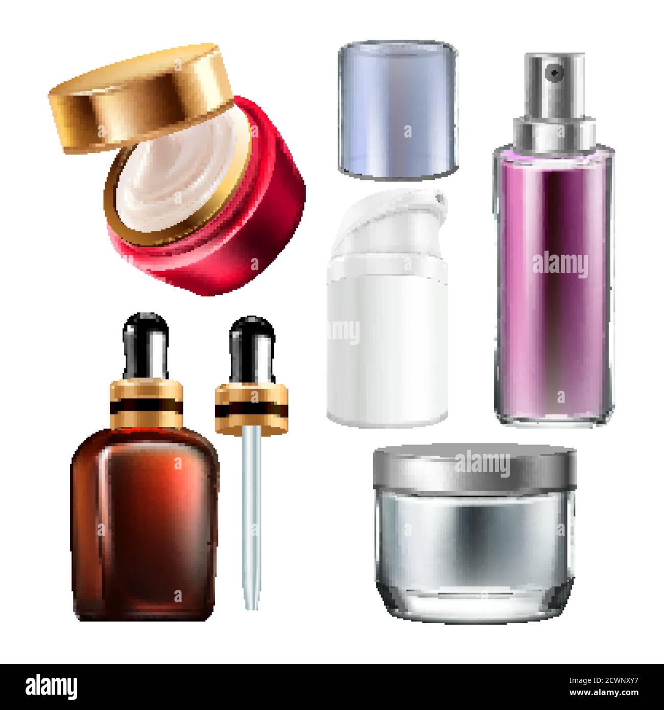 Night Cream And Cosmetics Containers Set Vector Stock Vector Image ...