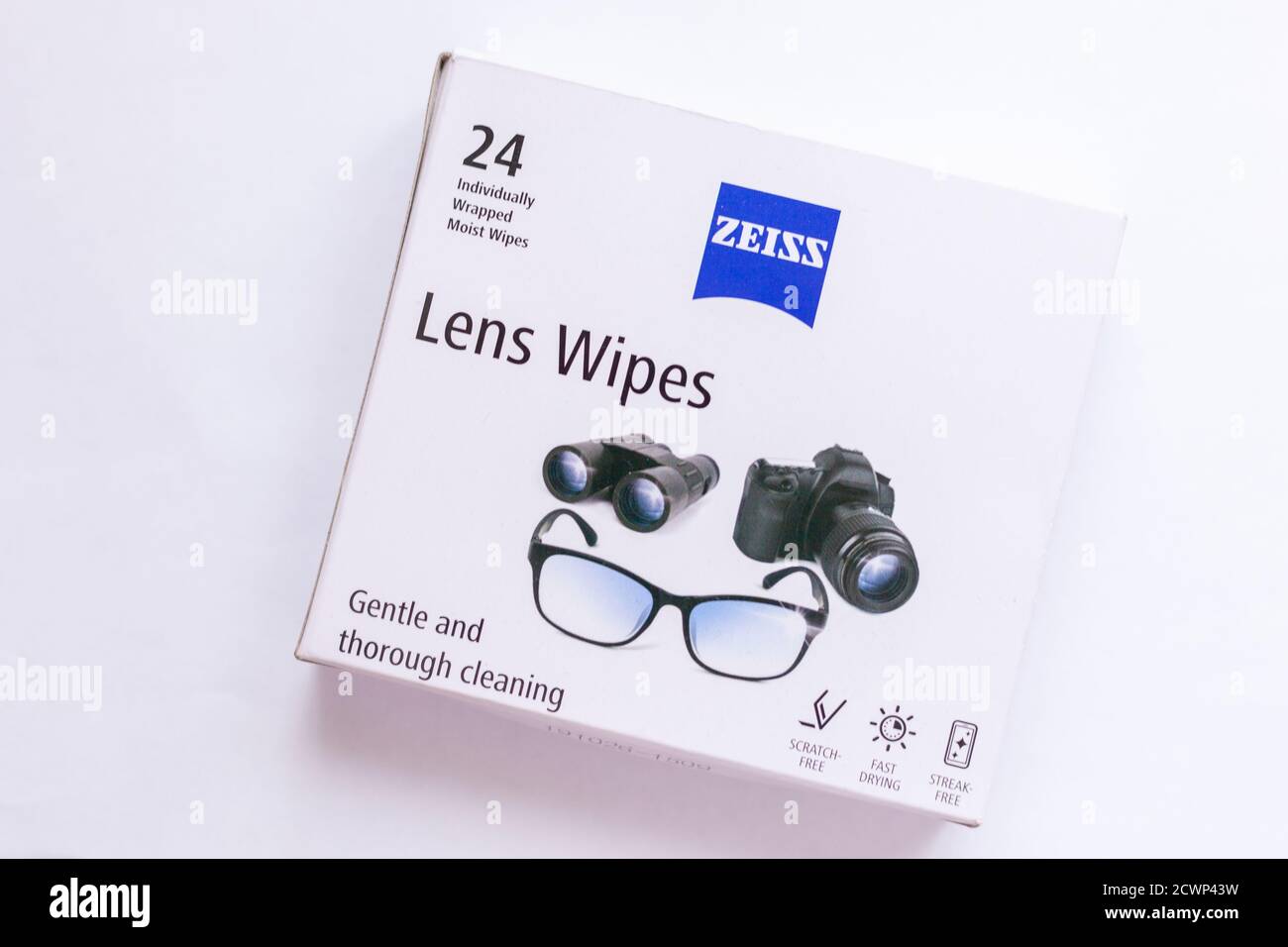 Close-up of a box of Zeiss Lens Wipes ( White Background Stock Photo ...