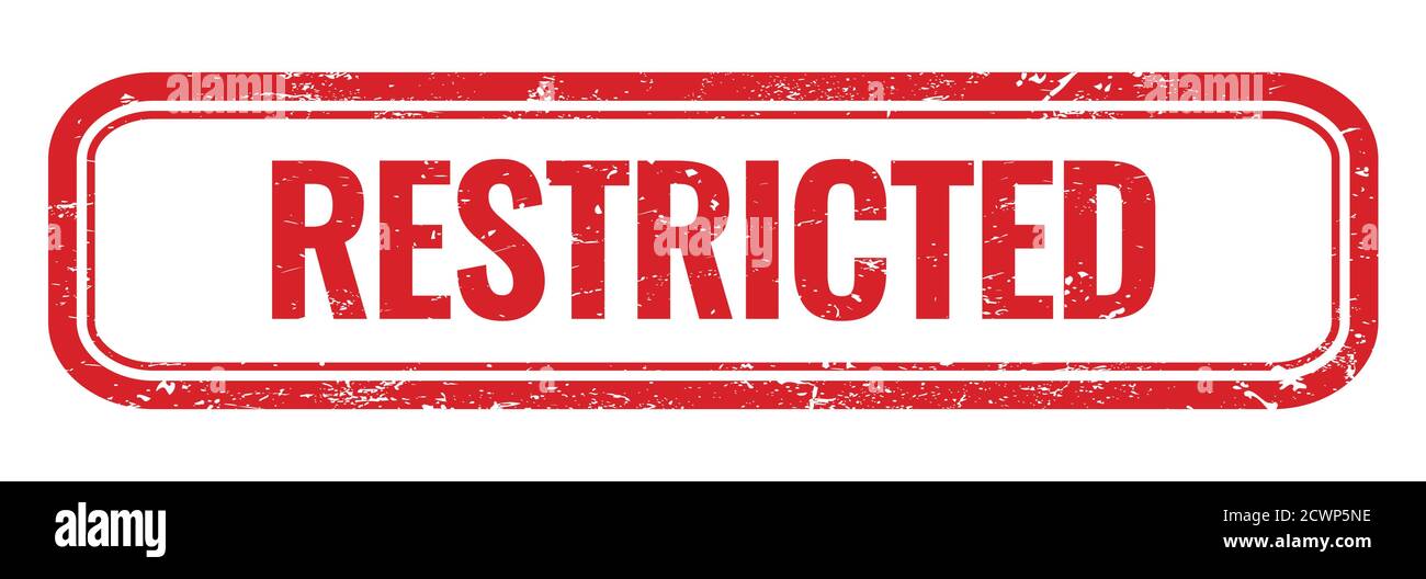 RESTRICTED red grungy rectangle stamp sign Stock Photo - Alamy