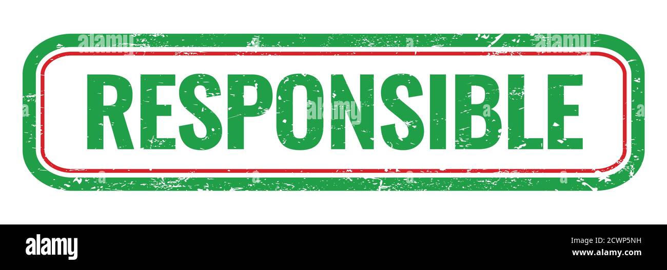 RESPONSIBLE green grungy rectangle stamp sign Stock Photo - Alamy