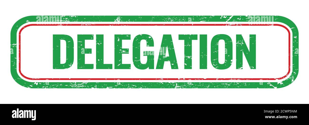 DELEGATION green grungy rectangle stamp sign Stock Photo - Alamy