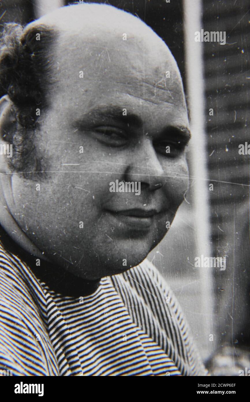 Fine 1970s vintage black and white photography head shot portrait of a ...