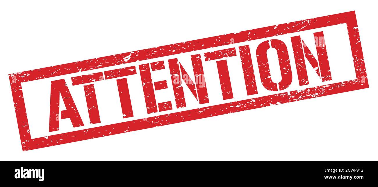 ATTENTION red grungy rectangle stamp sign Stock Photo - Alamy