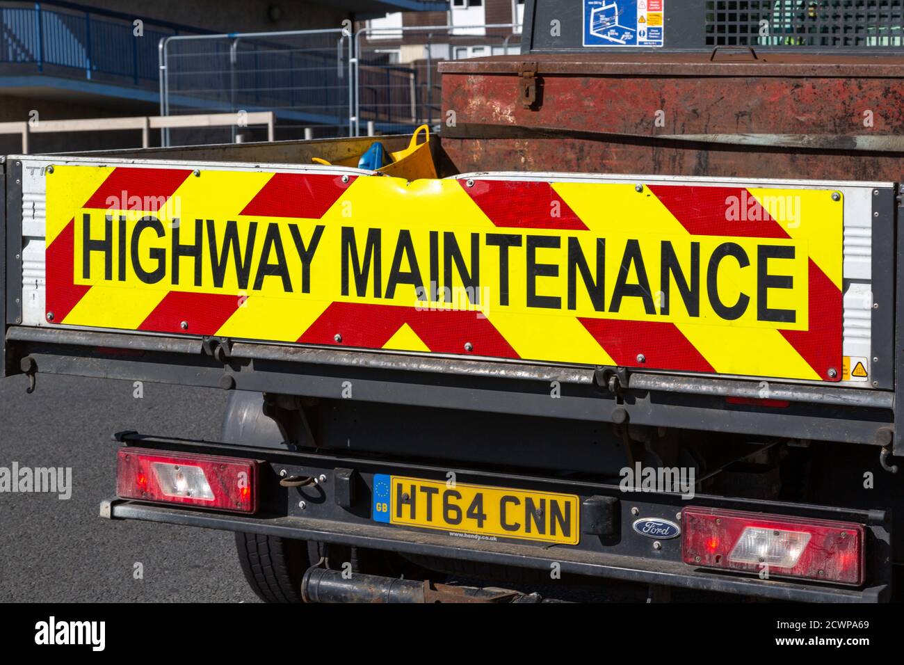 The back of a highway maintenance van Stock Photo - Alamy