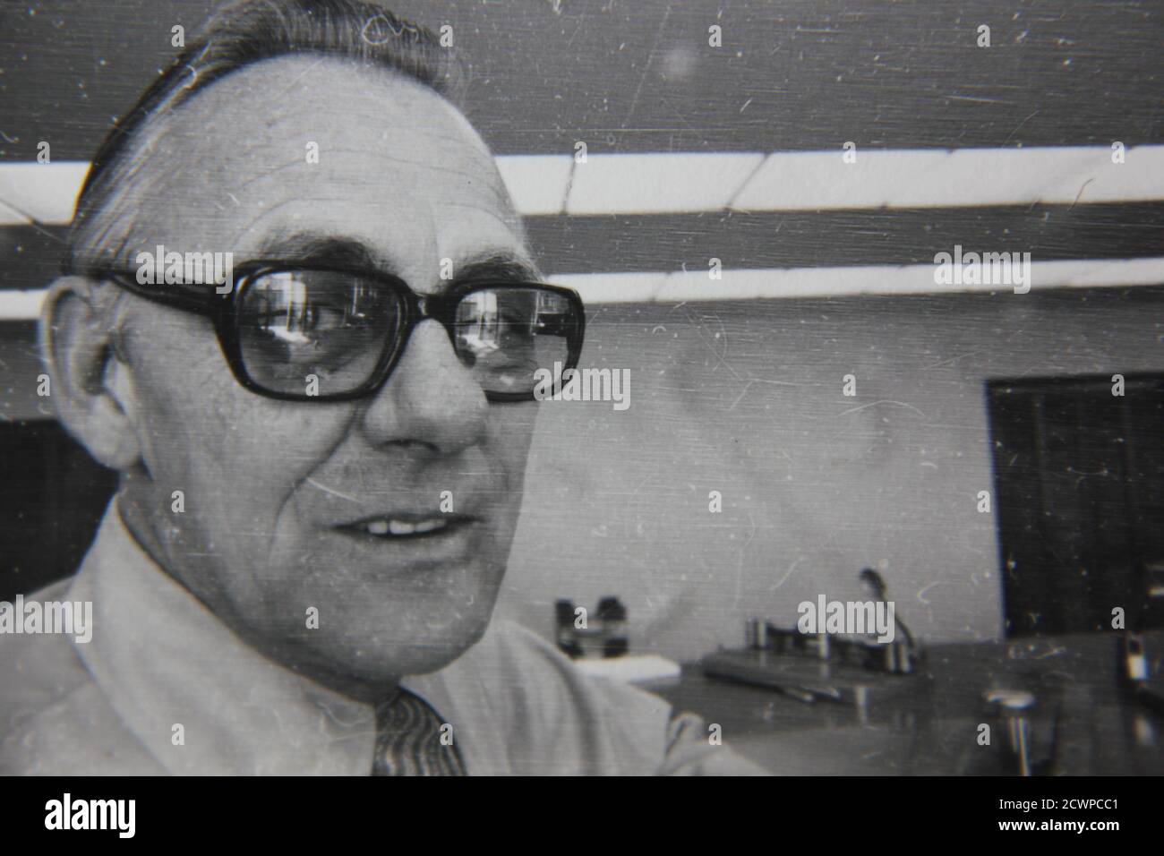 Fine 1970s vintage black and white photography of a professional man ...