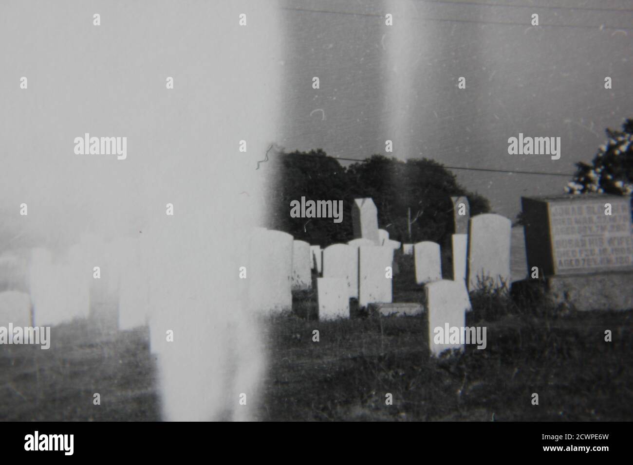 Fine 1970s vintage black and white photography of gravestones standing ...