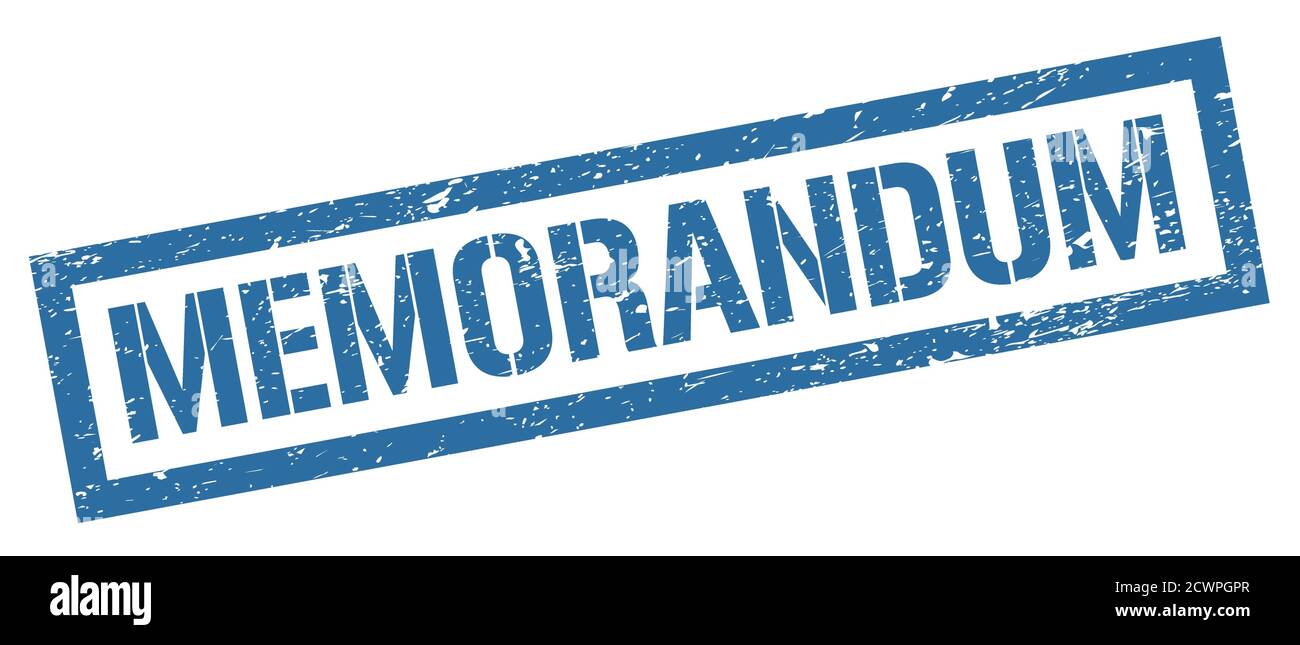 MEMORANDUM blue grungy rectangle stamp sign Stock Photo - Alamy