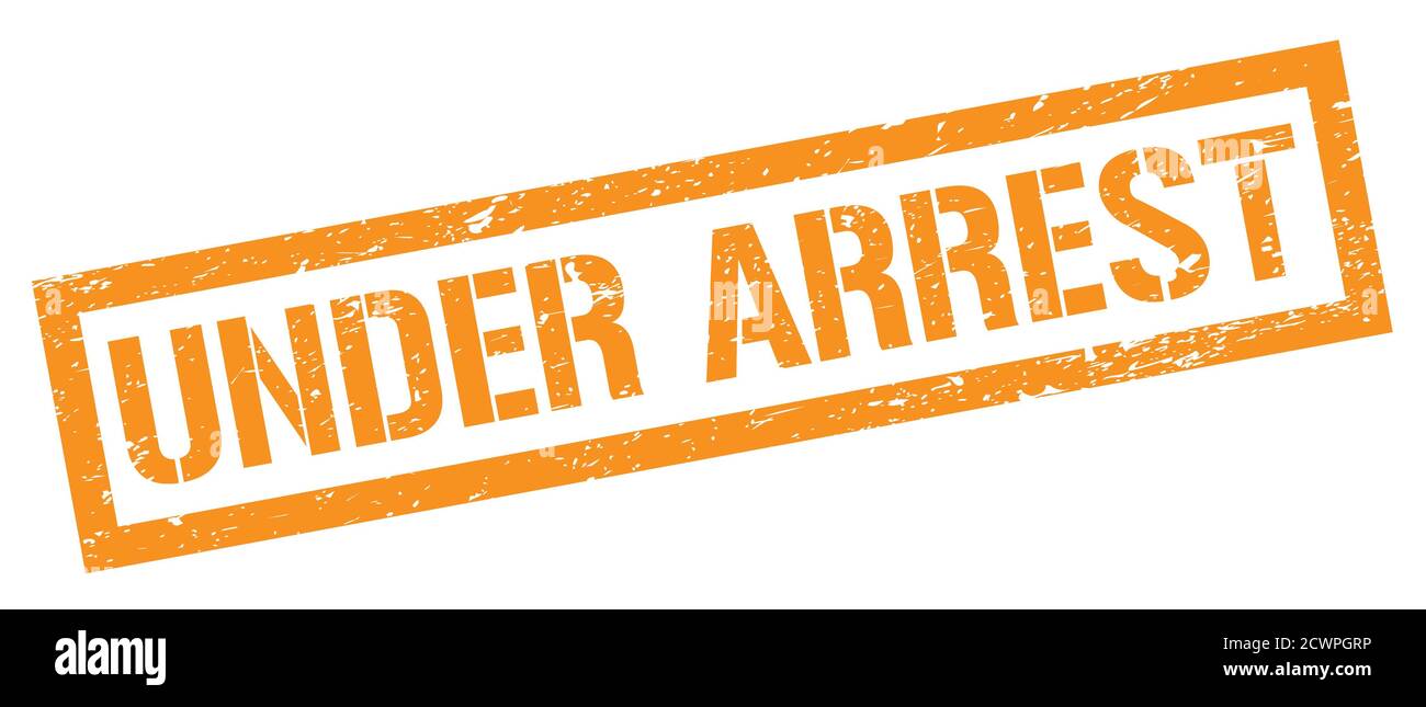 UNDER ARREST orange grungy rectangle stamp sign Stock Photo - Alamy