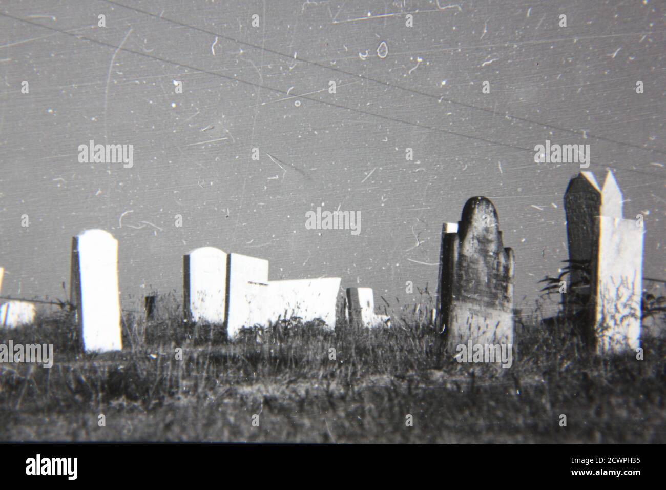 Fine 1970s vintage black and white photography of gravestones standing ...