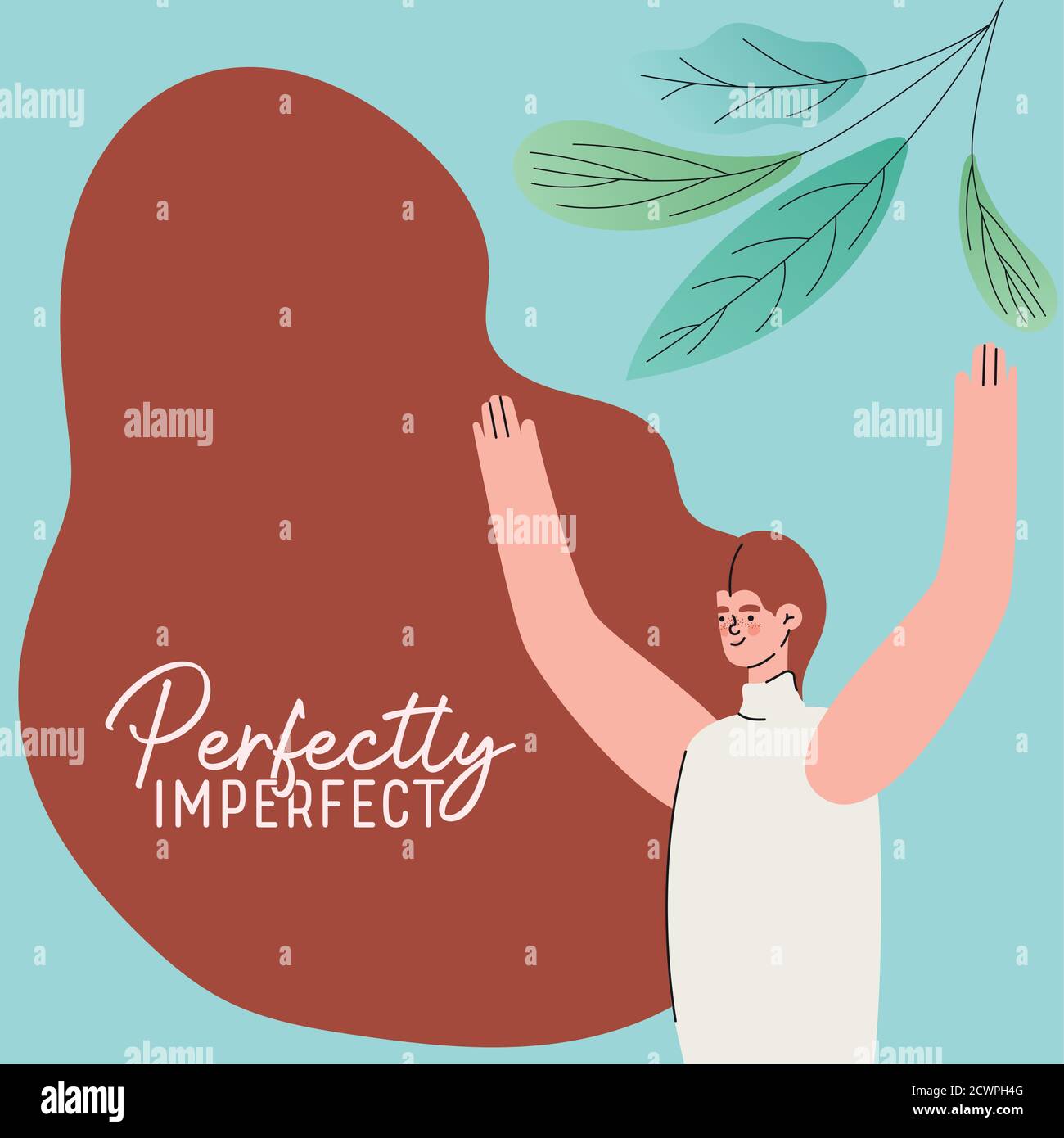 perfectly imperfect woman cartoon with leaves vector design Stock ...