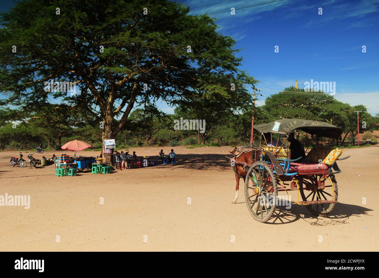A horse drawn rickshaw in Old Bagan Myanmar Stock Photo - Alamy