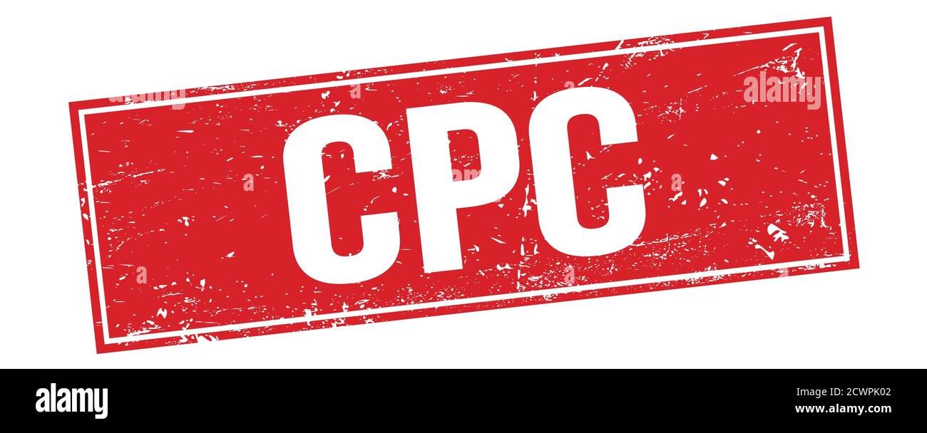 CPC text on red grungy rectangle stamp sign Stock Photo - Alamy