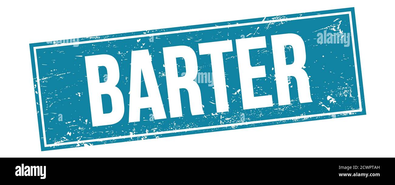 BARTER text on blue grungy rectangle stamp sign Stock Photo - Alamy