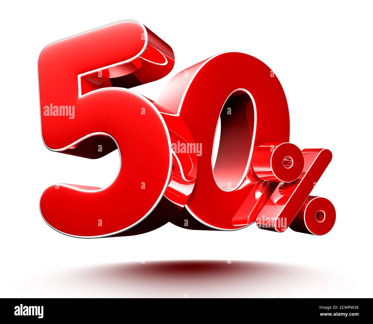 3D illustration 50 percent red isolated on a white background.(with ...