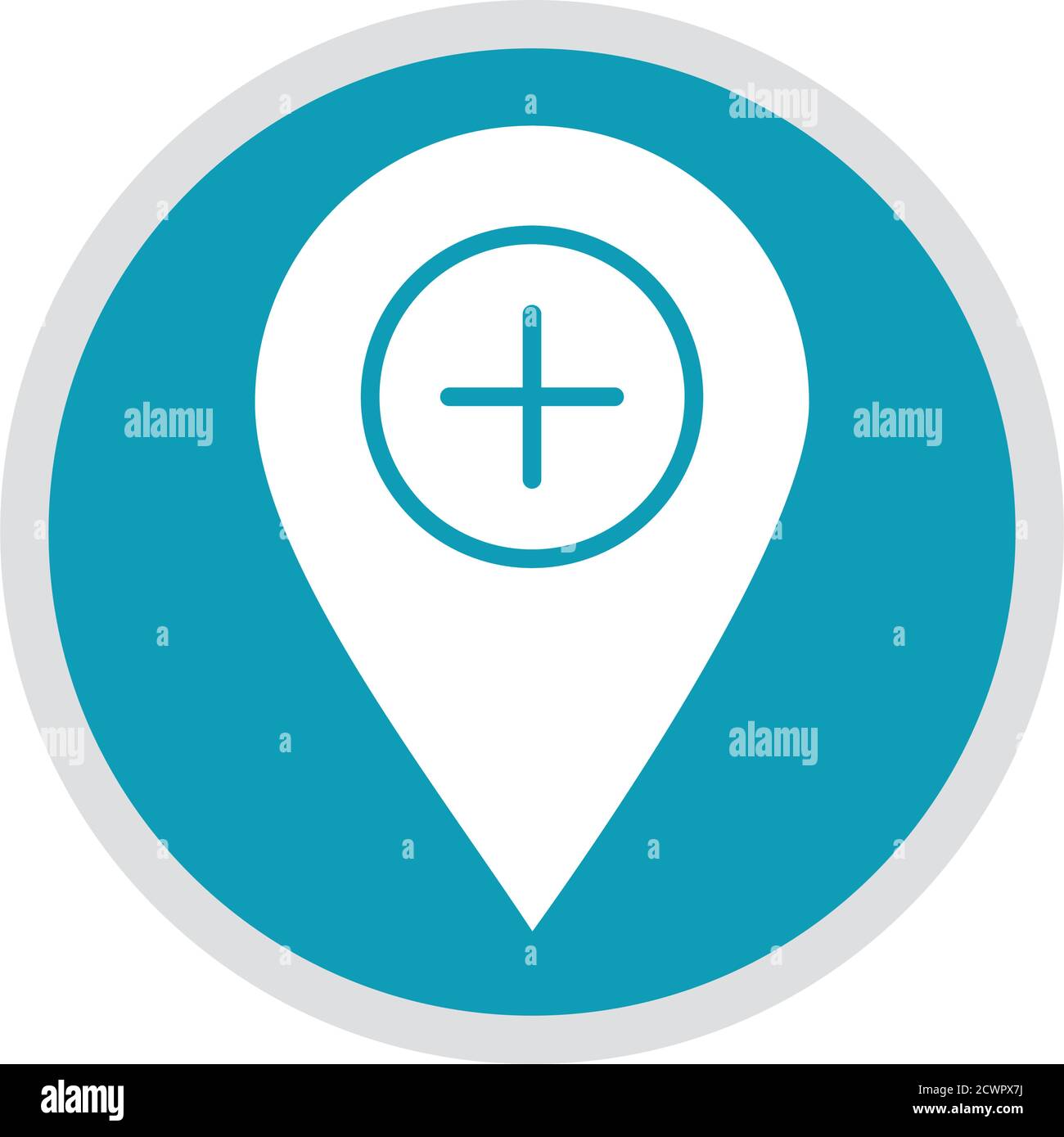 location pointer medical hospital marker, blue silhouette icon vector ...