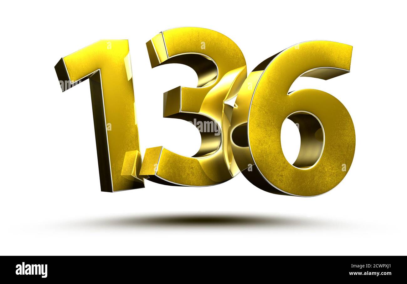 3D illustration Numbers 136 Gold isolated on a white background.(with ...