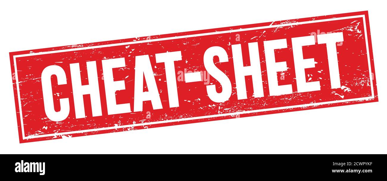 CHEAT-SHEET text on red grungy rectangle stamp sign Stock Photo - Alamy
