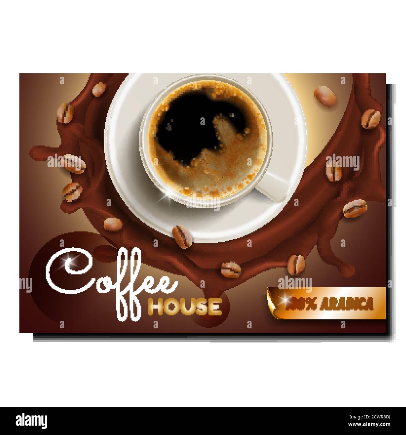 Coffee House Hot Drink Promotional Banner Vector Stock Vector Image ...