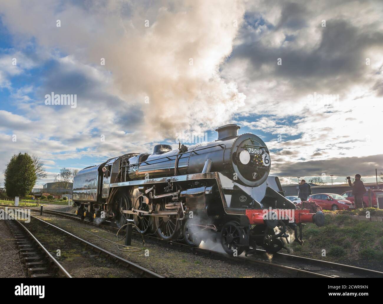 Vintage steam locomotive 75069 in the sidings at Severn Valley heritage ...