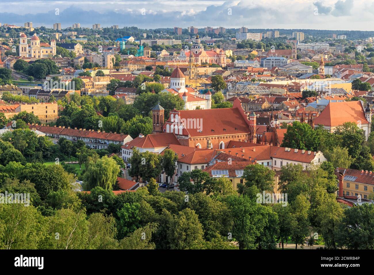 Evening panorama of the city. The historic center of Vilnius Stock ...