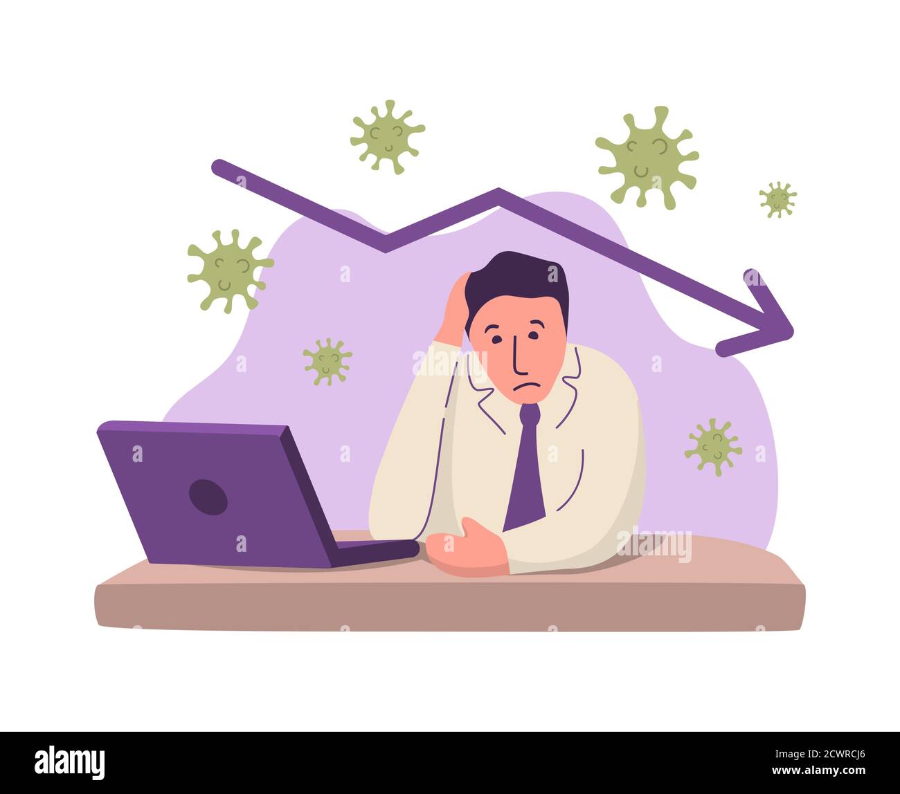 Sad businessmen at his desk is working on the laptop computer Stock ...