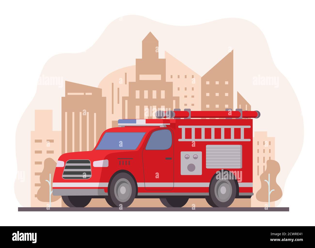 Fire engine.Emergency service red vehicle.Red fire truck with ladder ...