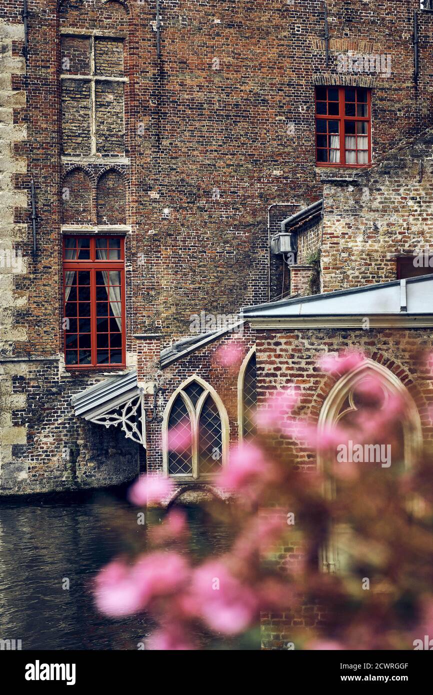 View of the gothic building of St John's hospital in Bruges, Belgium ...