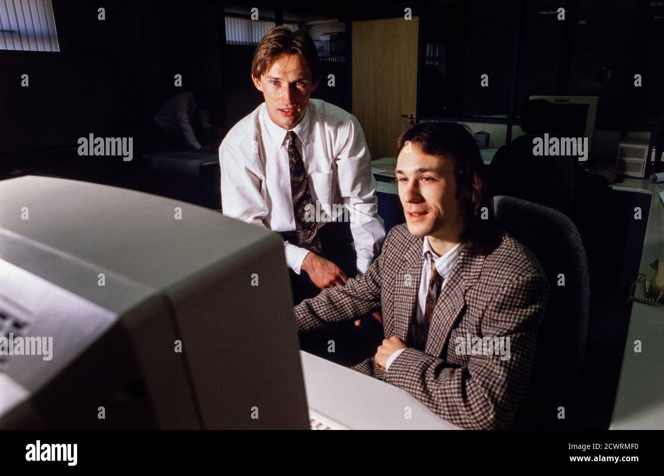 Simon Marshall (seated) at Lola Sports Cars, Huntingdon. 09 March 1992 ...