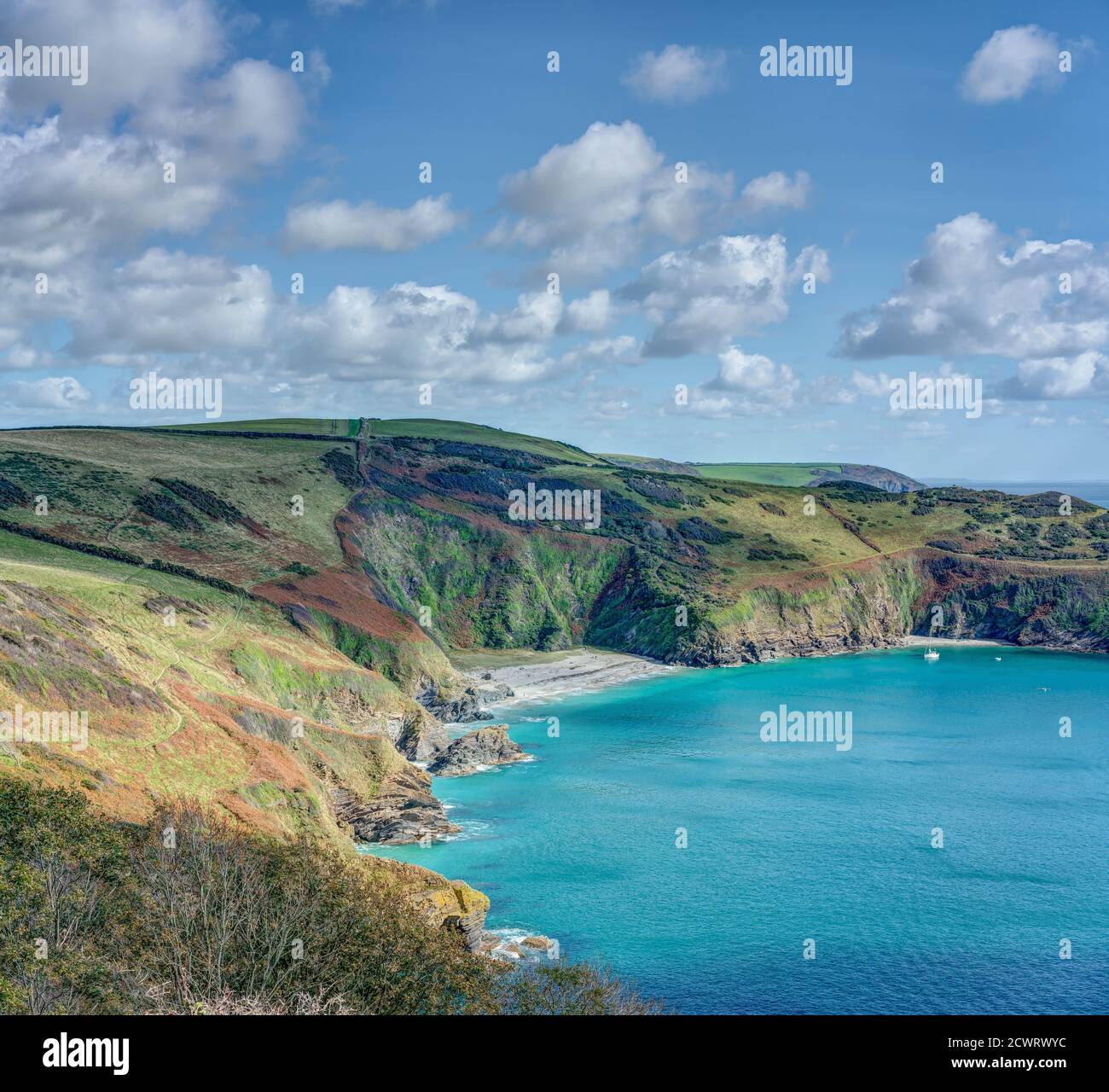 A coastal landscape on a fine early autumn day showing the large and ...