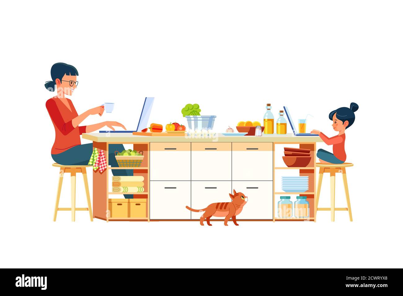Working class mother and child Stock Vector Images - Alamy