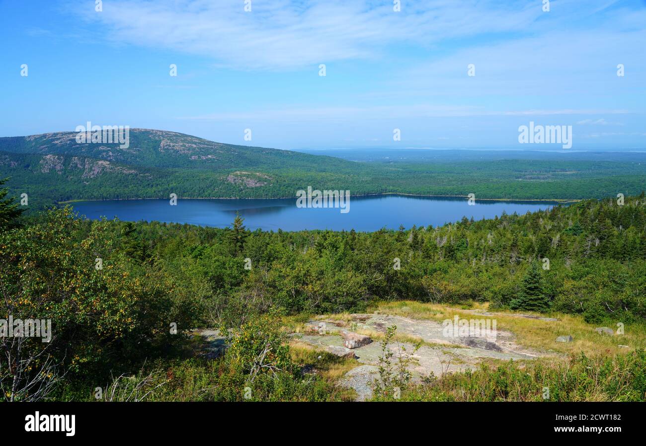 Landscape view of islands in the Mount Desert Narrows seen from ...