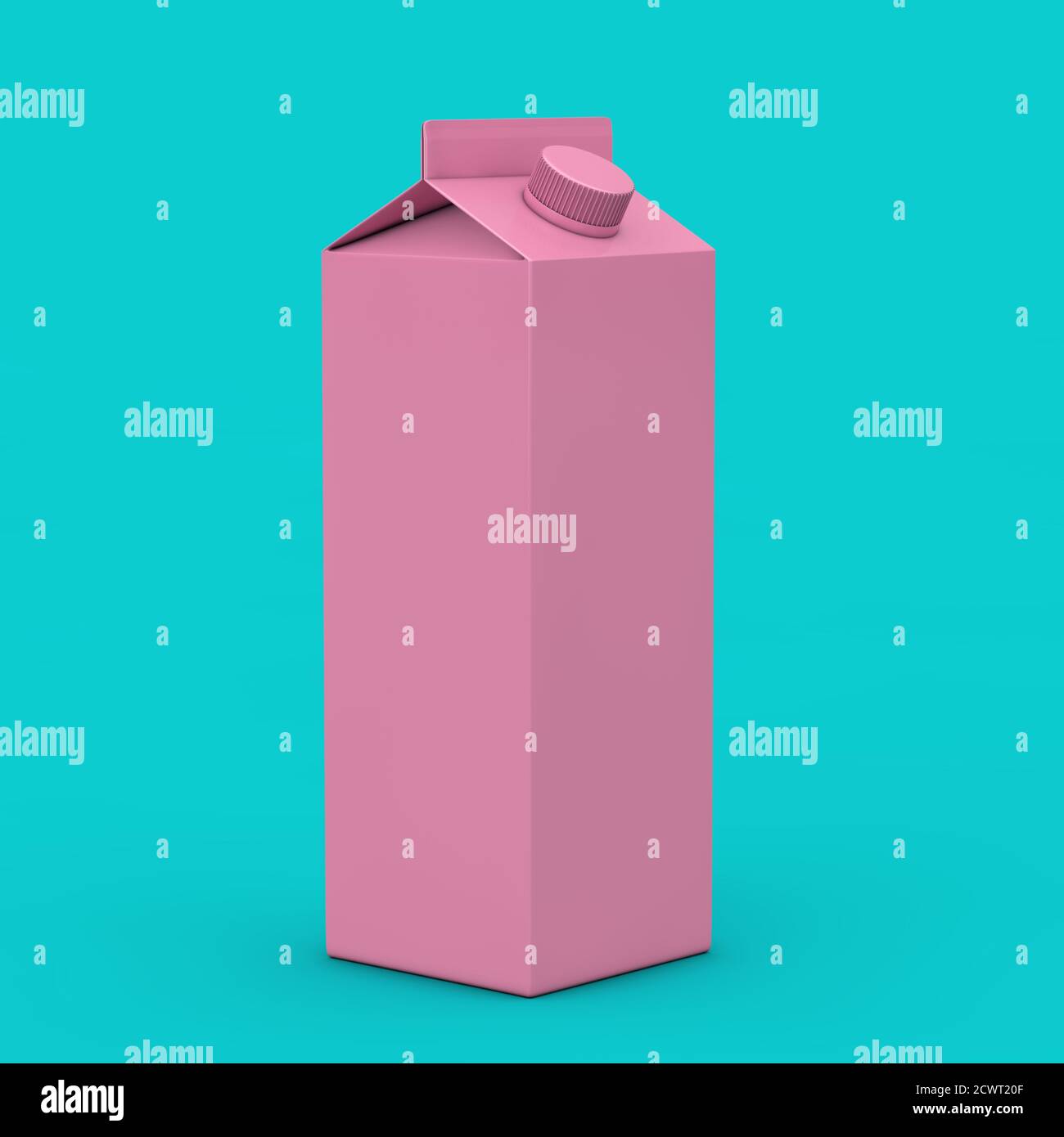Blank Pink Milk or Juice Carton Box in Duotone Style on a blue ...