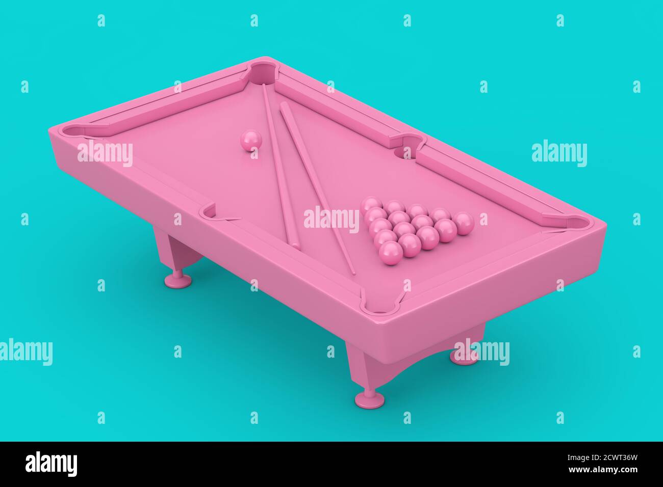 Pink Pool Billiard Table with Balls Set and Cues as Duotone Style on a ...