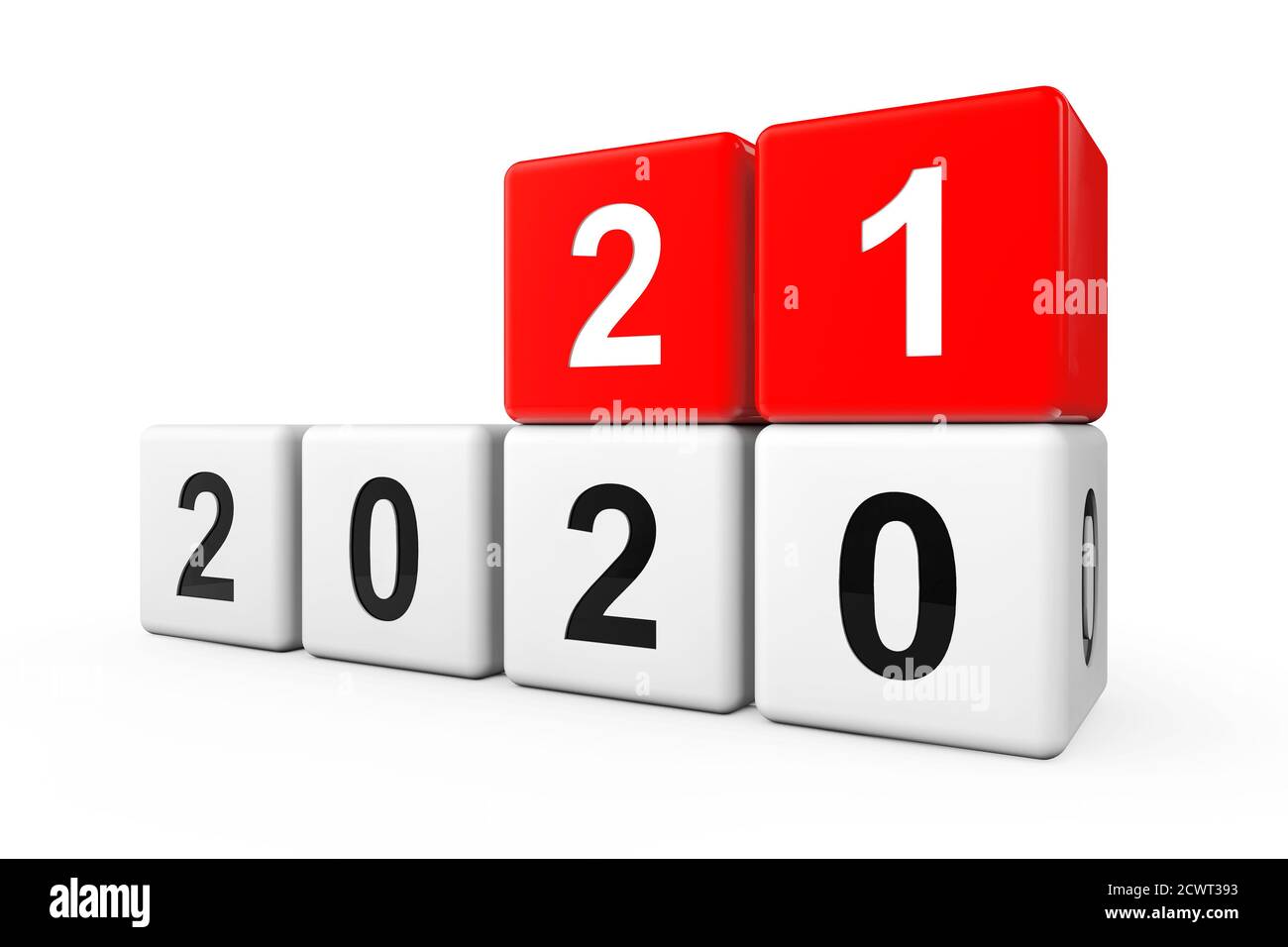 Blocks with the transition from year 2020 to 2021 on a white background ...