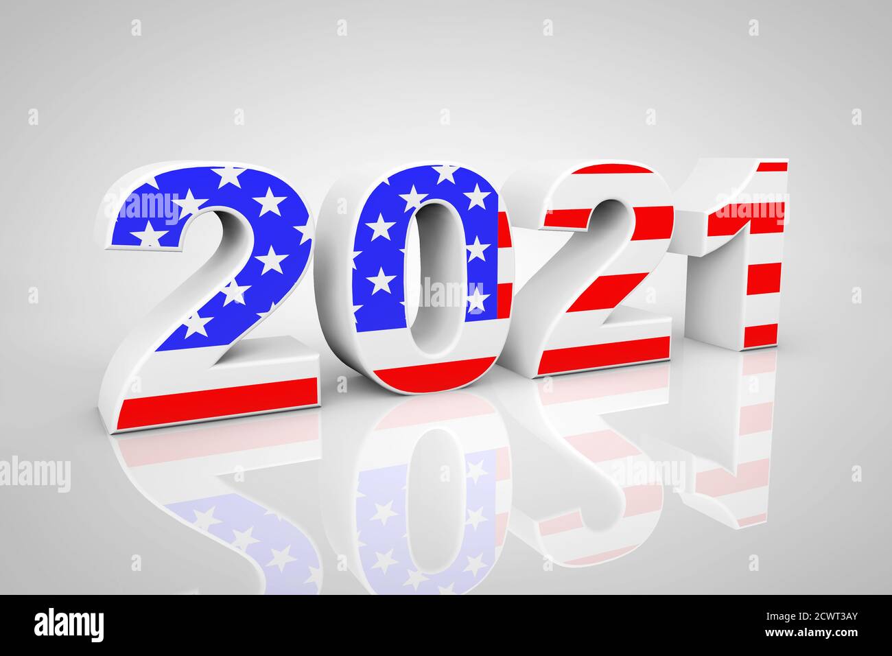 New Year 2021 Sign as USA Flag on a grey background. 3d Rendering Stock ...
