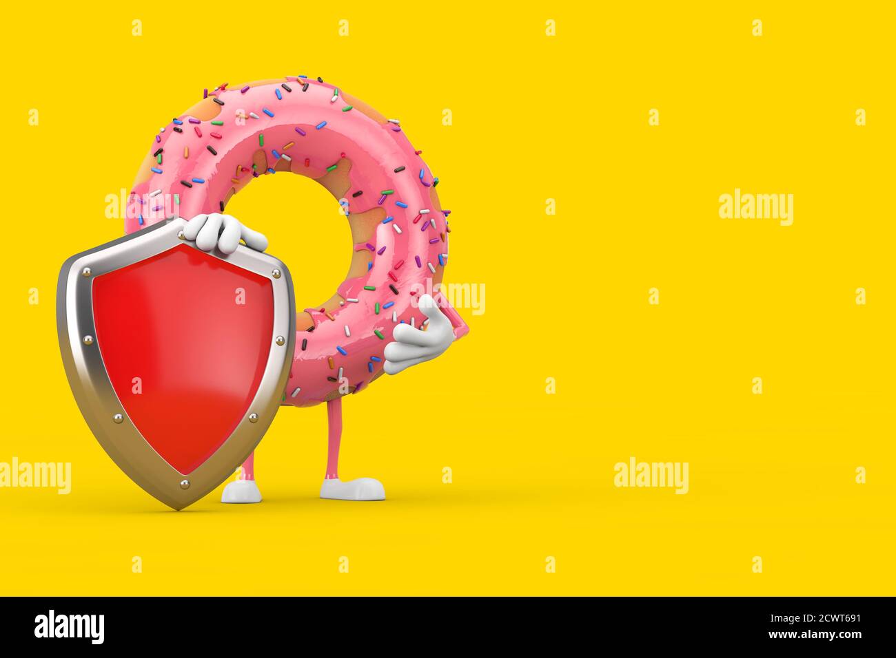 Big Strawberry Pink Glazed Donut Character Mascot with Red Metal ...
