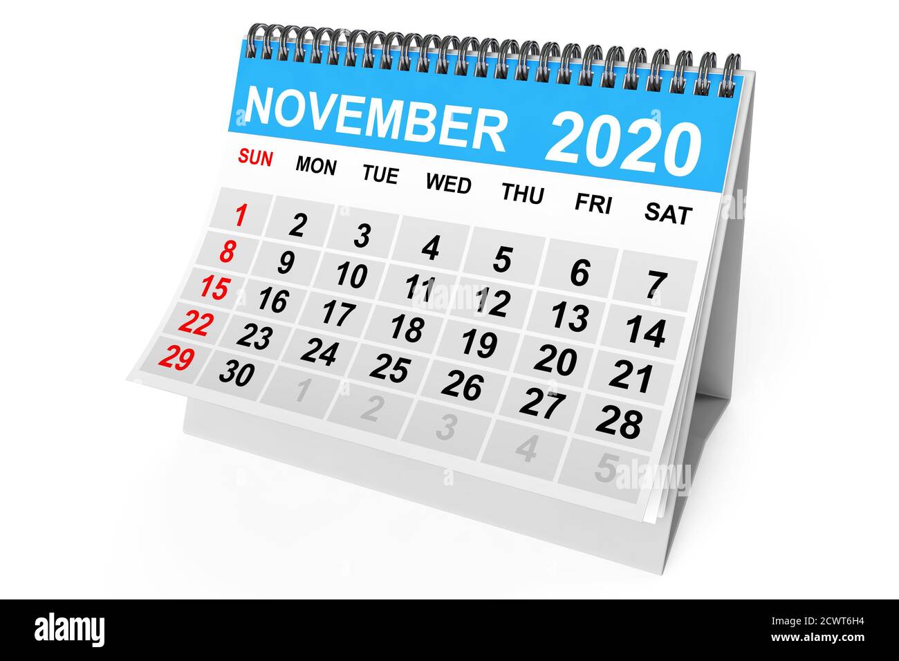 2020 Year November Calendar on a white background. 3d Rendering Stock ...