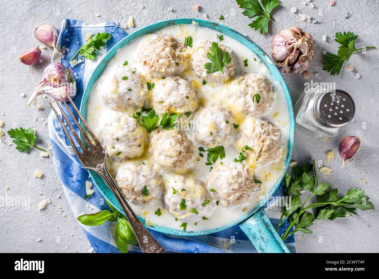 Homemade creamy white chicken meatballs. Classic Swedish meatballs with ...