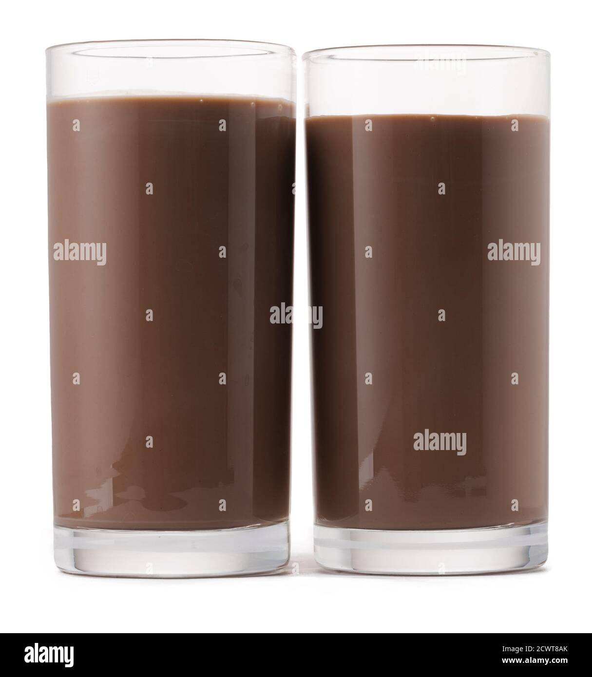 Two glass cups of chocolate milk isolated Stock Photo - Alamy